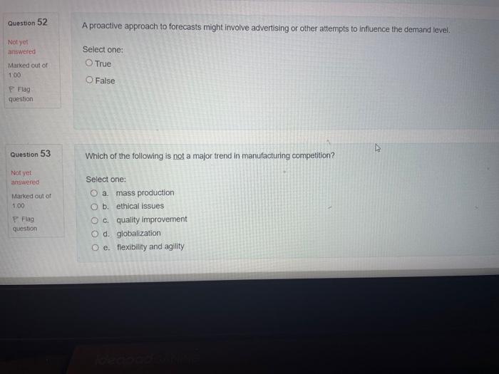 Solved Question 52 A Proactive Approach To Forecasts Might