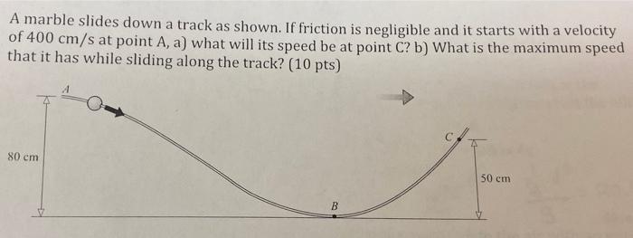 Solved A marble slides down a track as shown. If friction is | Chegg.com