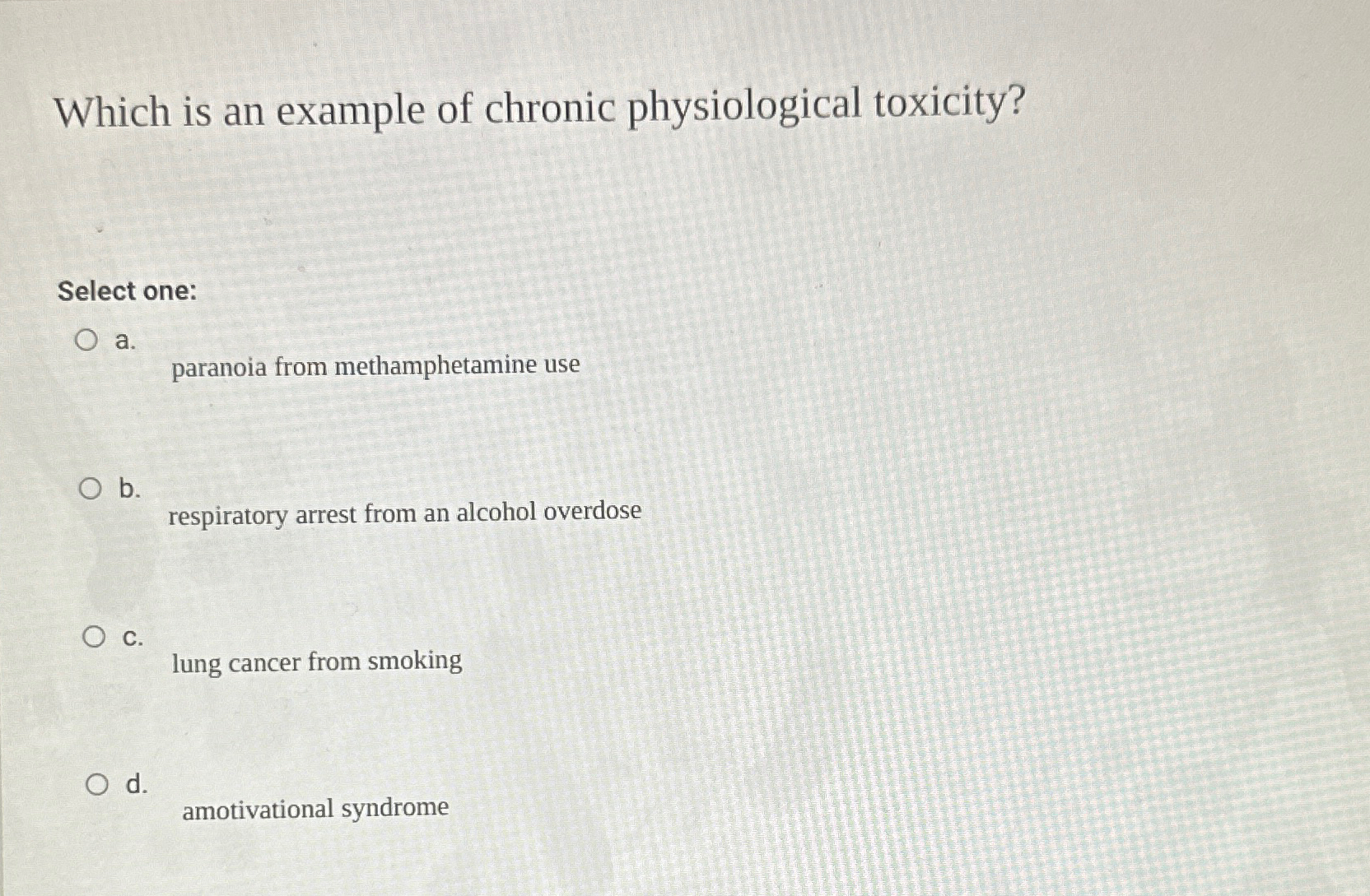 Solved Which is an example of chronic physiological | Chegg.com
