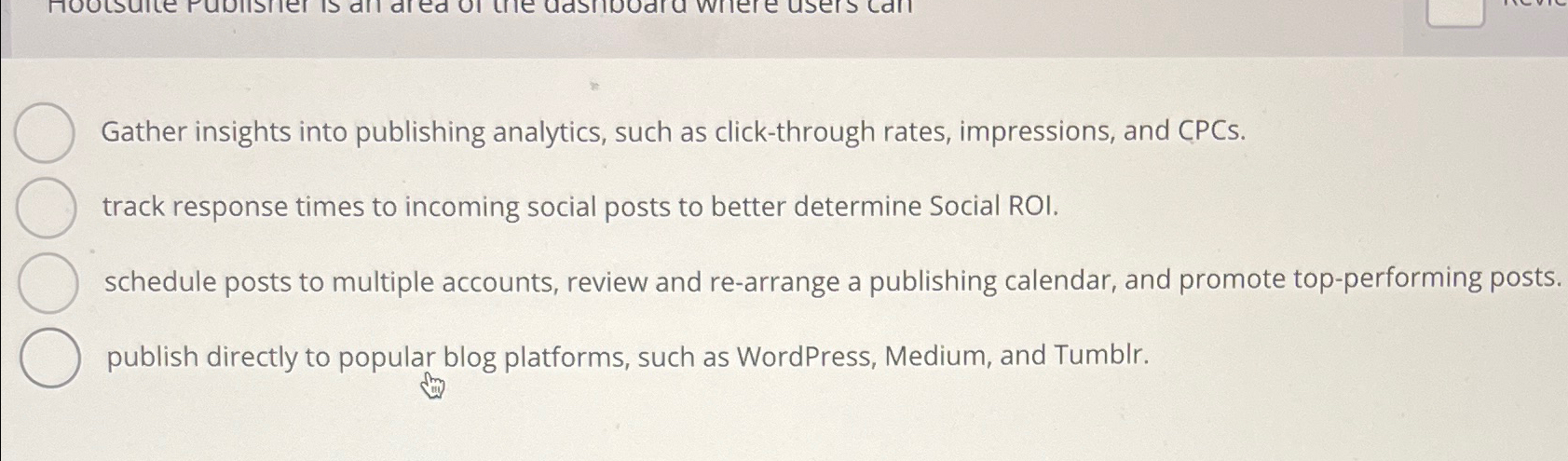 Solved Gather insights into publishing analytics, such as | Chegg.com