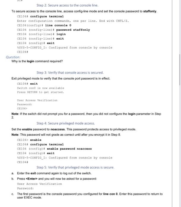 Solved Step 1 Enter Privileged Exec Mode You Can Access