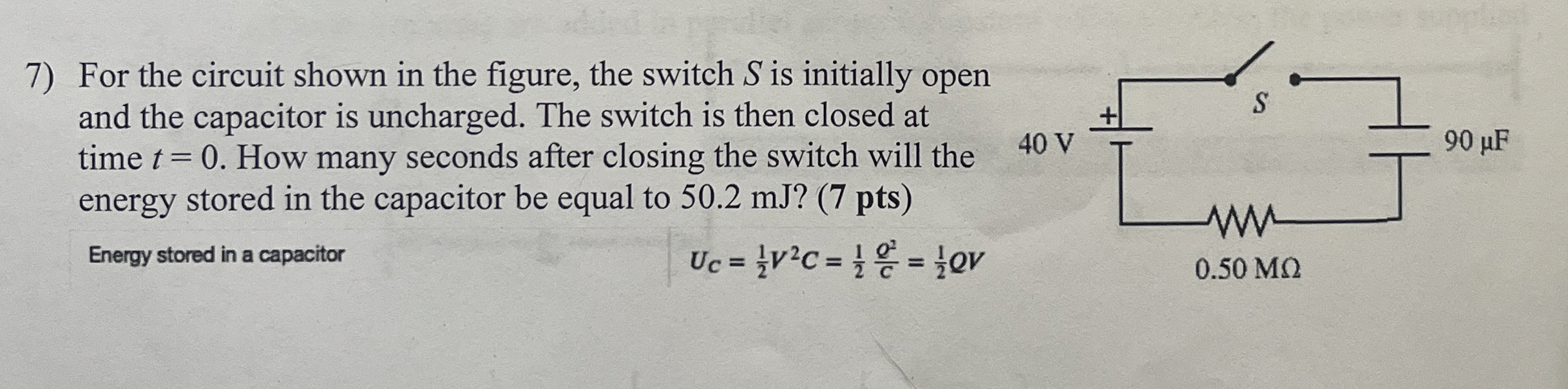 Solved For the circuit shown in the figure, the switch S ﻿is | Chegg.com