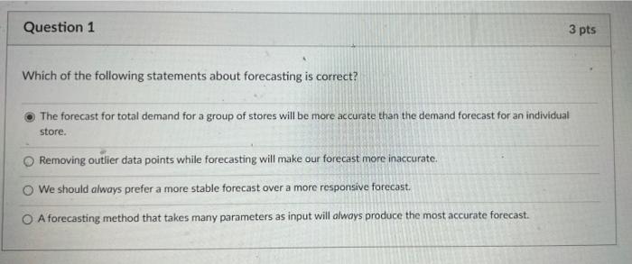 Solved Which of the following statements about forecasting | Chegg.com