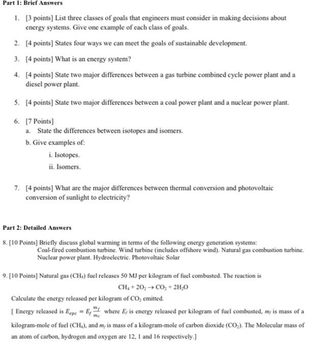 Solved Part 1: Brief Answers 1. [3 points] List three | Chegg.com