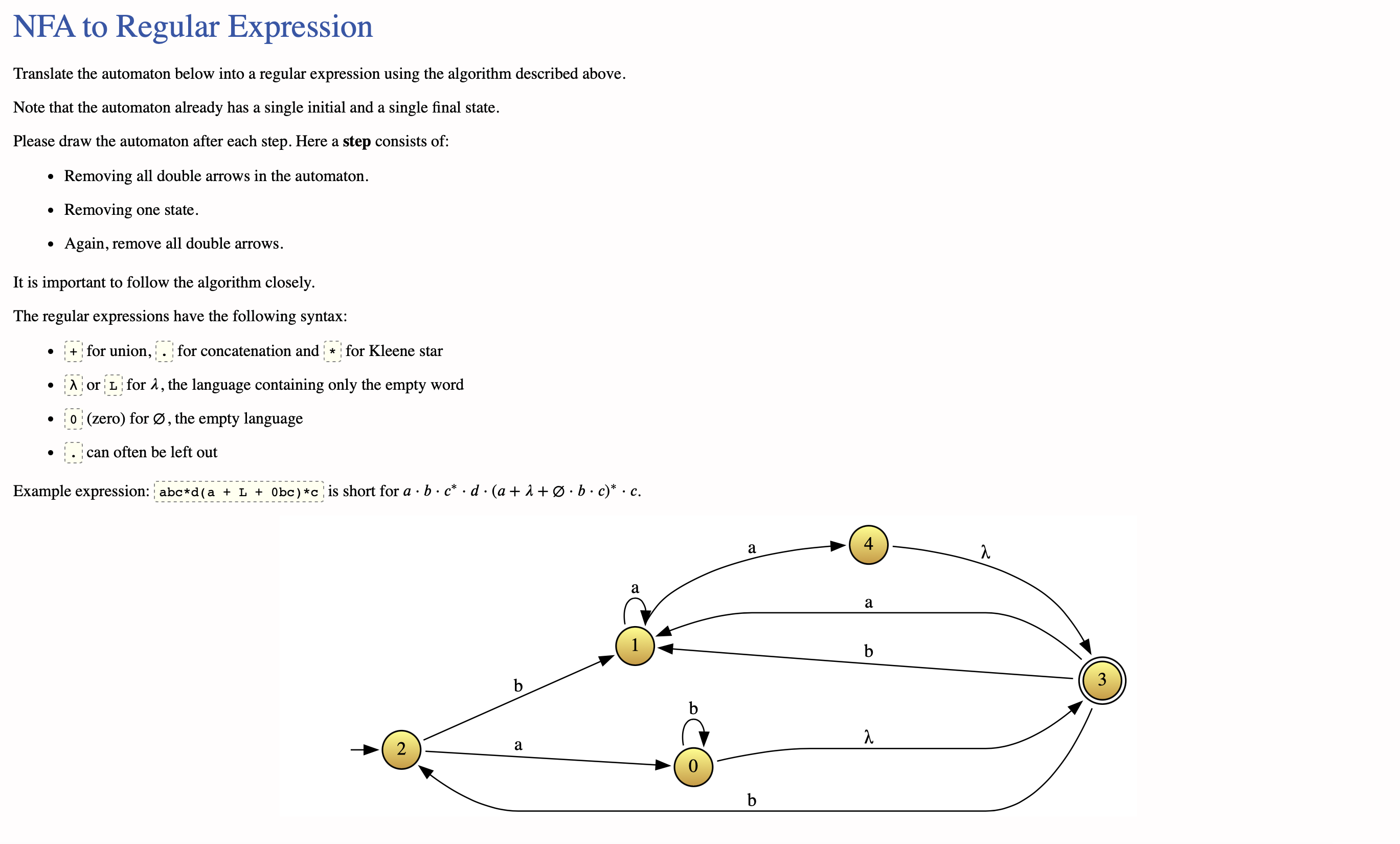 Question topic is about NFA to Regular Expression | Chegg.com