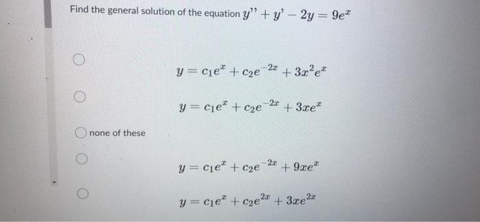 Solved Find the general solution of the equation y" + y' - | Chegg.com