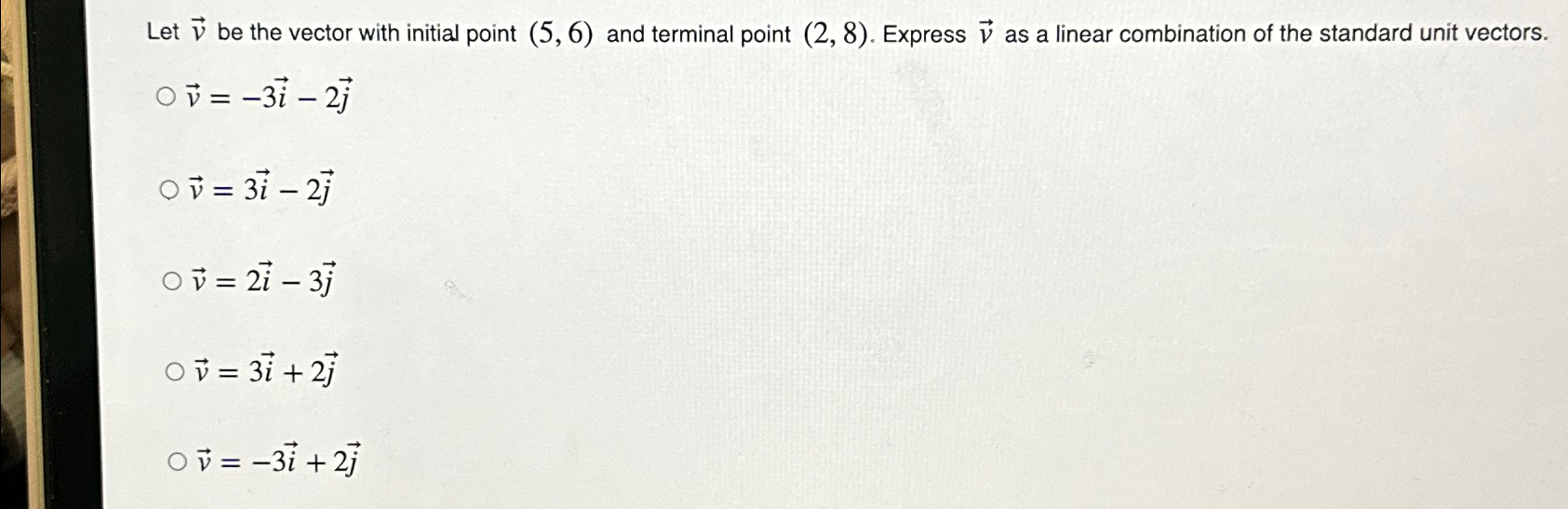 Let vec(v) ﻿be the vector with initial point (5,6) | Chegg.com