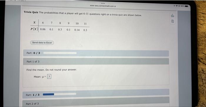 Solved Trivia Quiz The probabilities that a player will get | Chegg.com