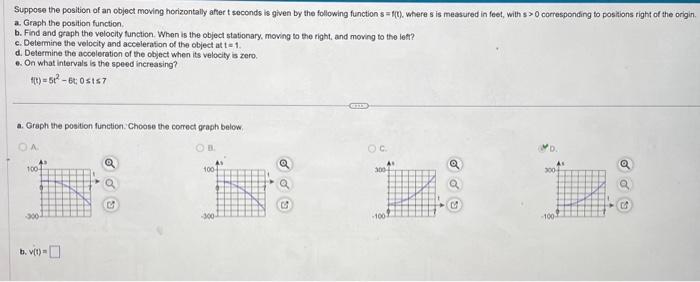 Solved Suppose the position of an object moving horizontally | Chegg.com