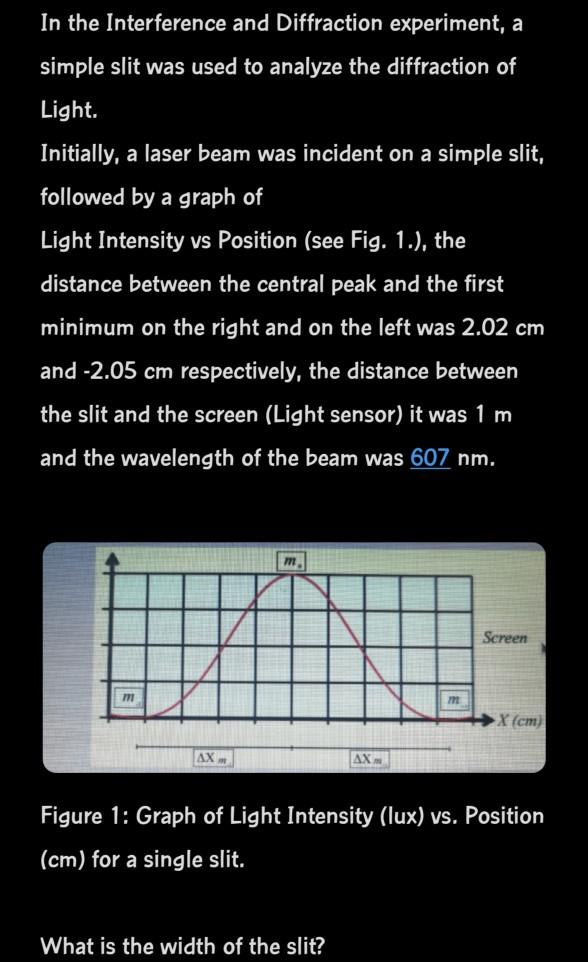Solved In the Interference and Diffraction experiment, a | Chegg.com