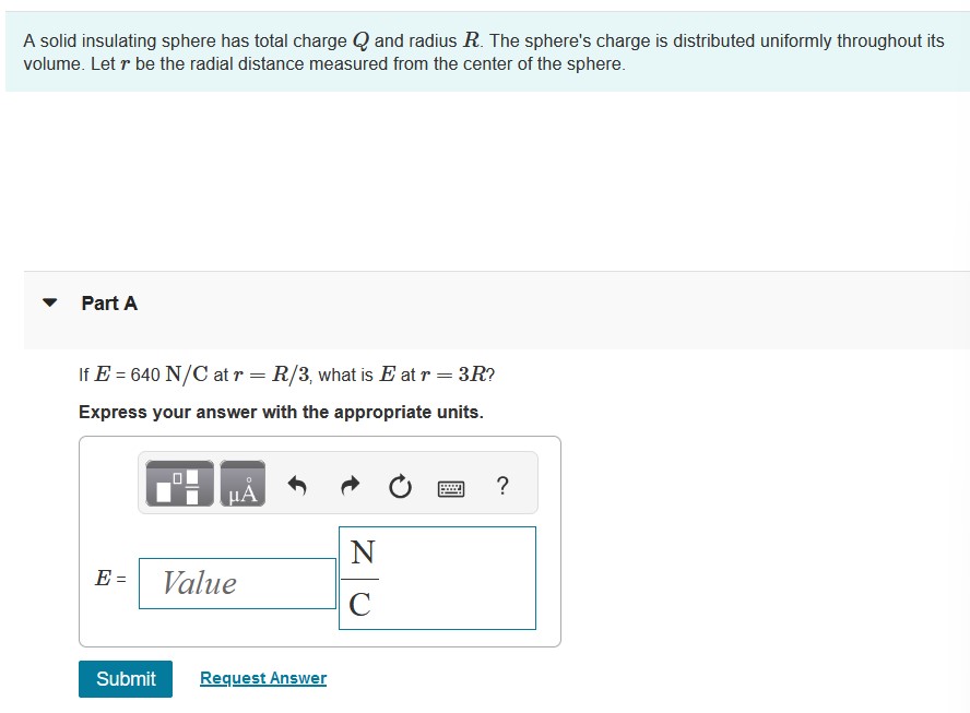 Solved A solid insulating sphere has total charge Q ﻿and | Chegg.com