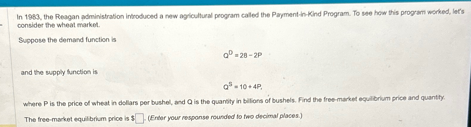 Solved In 1983, ﻿the Reagan administration introduced a new | Chegg.com
