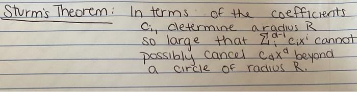 Solved Sturm's Theorem: In terms of the coefficients Ci, | Chegg.com
