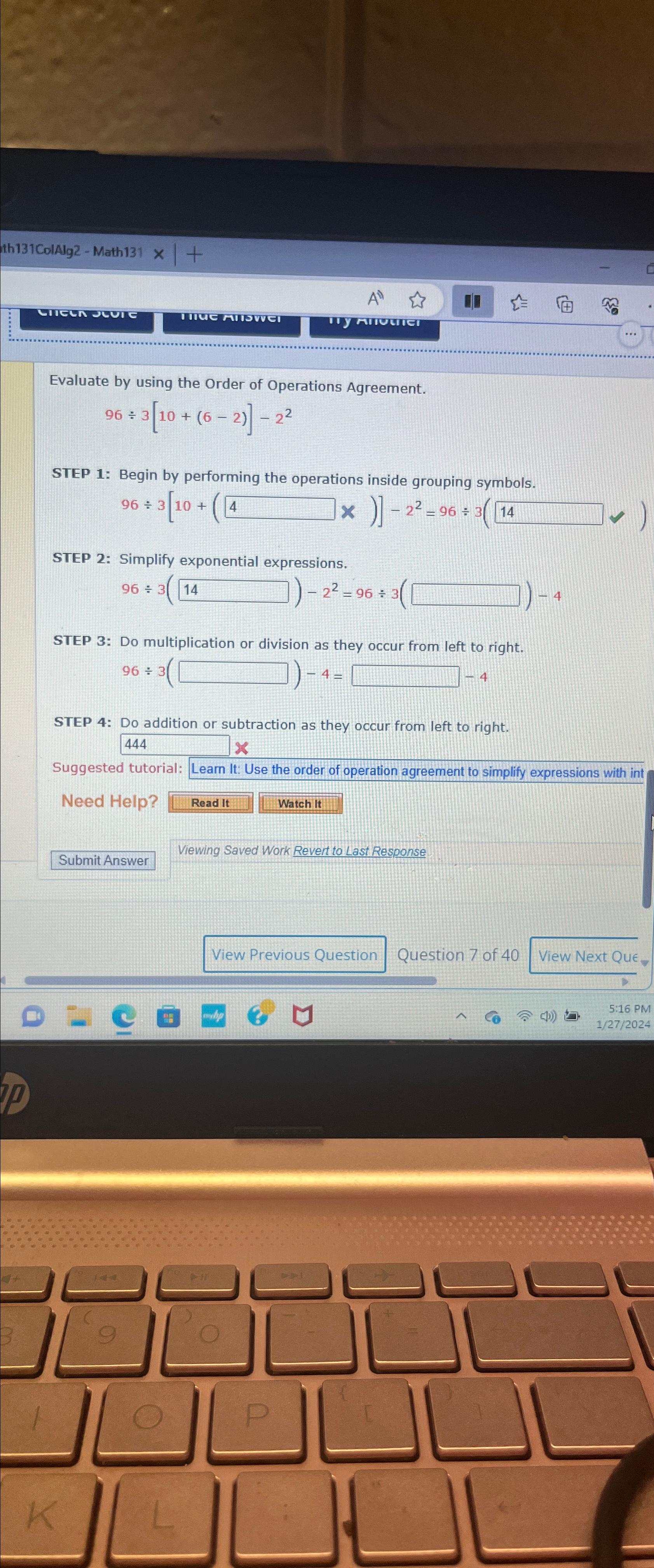 Solved Evaluate by using the Order of Operations | Chegg.com
