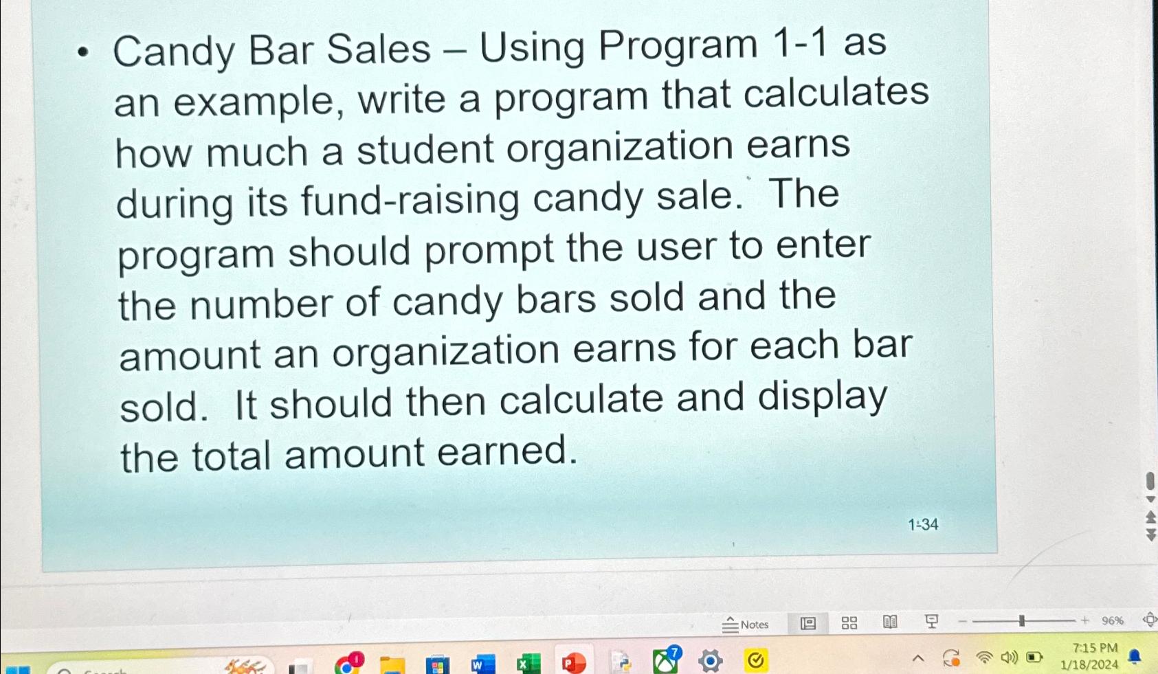 Solved Candy Bar Sales - ﻿Using Program 1-1 ﻿as an example, | Chegg.com