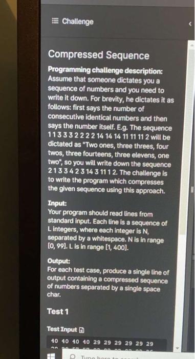 Solved E Challenge Compressed Sequence Programming challenge | Chegg.com