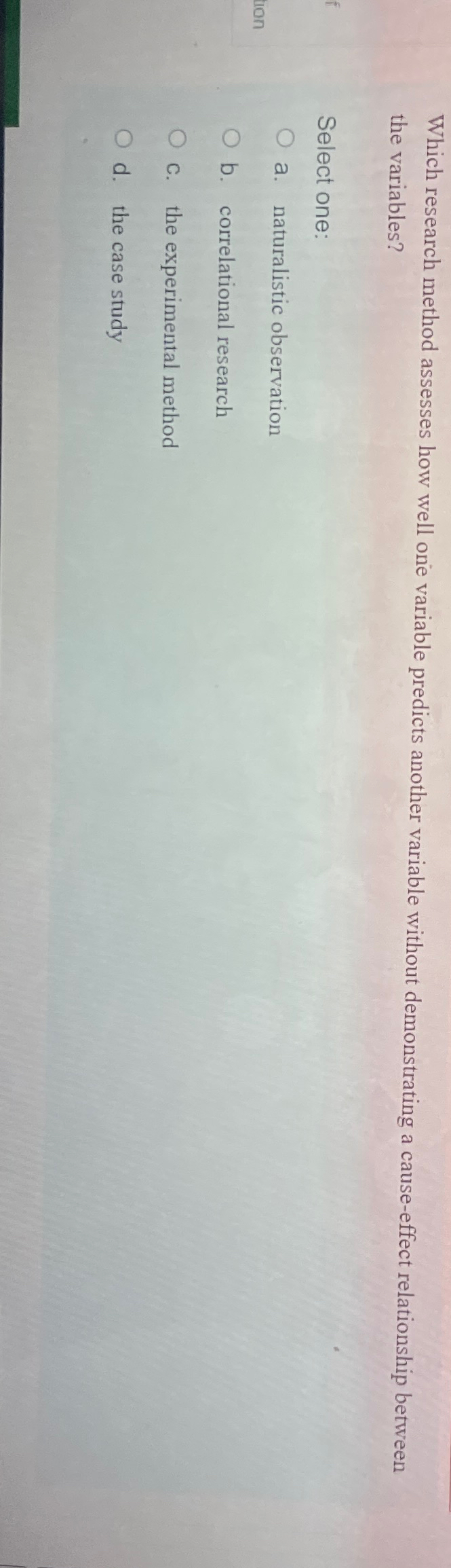 Solved Which research method assesses how well one variable | Chegg.com