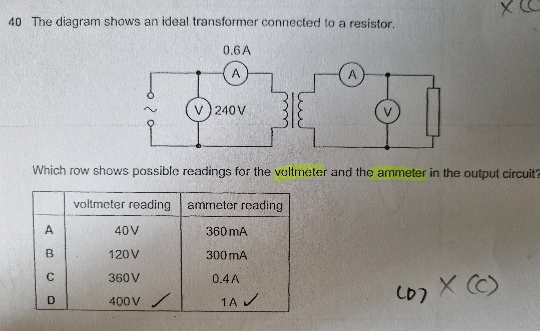 Solved 40 The diagram shows an ideal transformer connected | Chegg.com