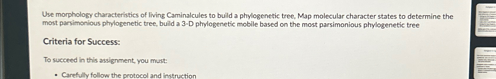 Solved Use morphology characteristics of living Caminalcules | Chegg.com