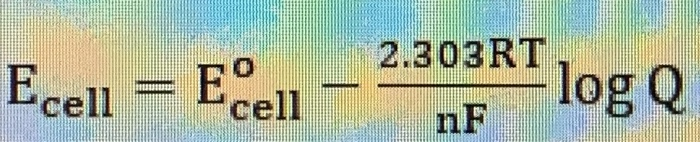 Solved Think about the Nernst equation Ecell = E(o)cell - | Chegg.com