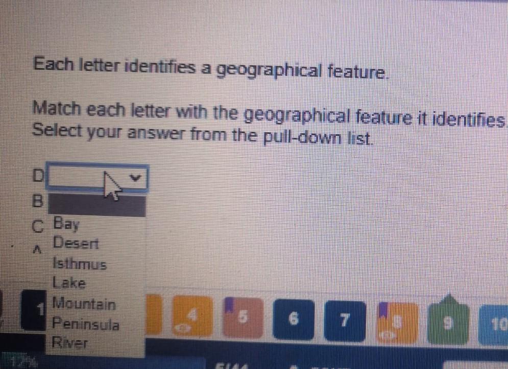 Solved Each letter identifies a geographical feature Match | Chegg.com