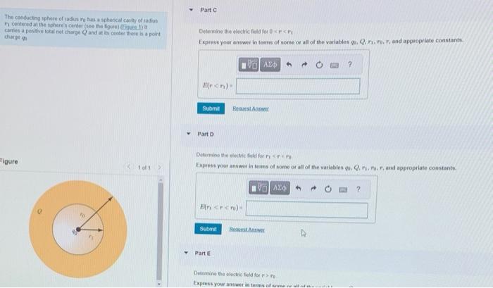 Solved The conducting sphote of radin ro has a spherical | Chegg.com