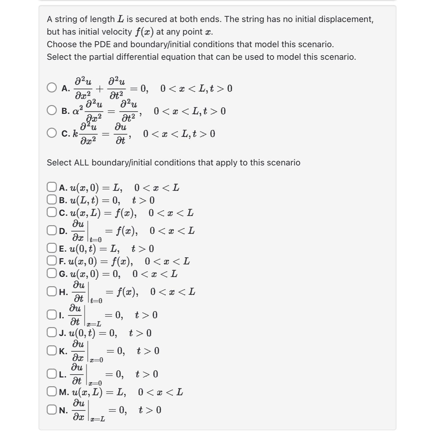 Solved A string of length L ﻿is secured at both ends. The | Chegg.com