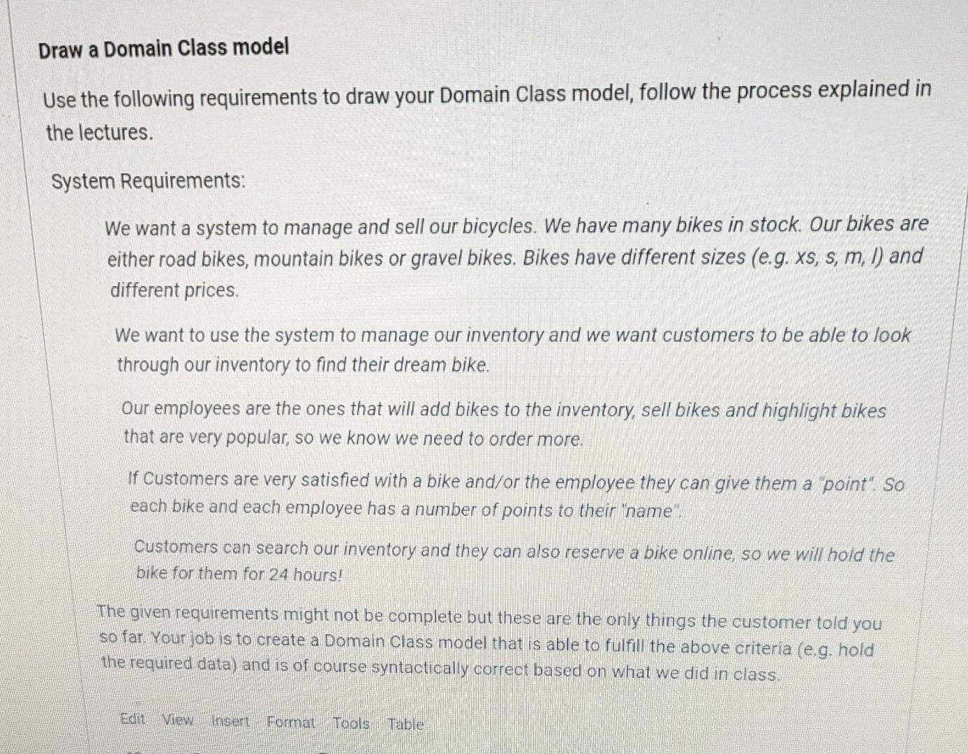 Solved the following requirements to draw your Domain Class | Chegg.com