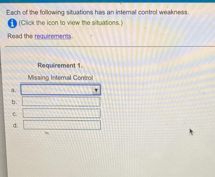 Solved Each of the following situations has an internal | Chegg.com