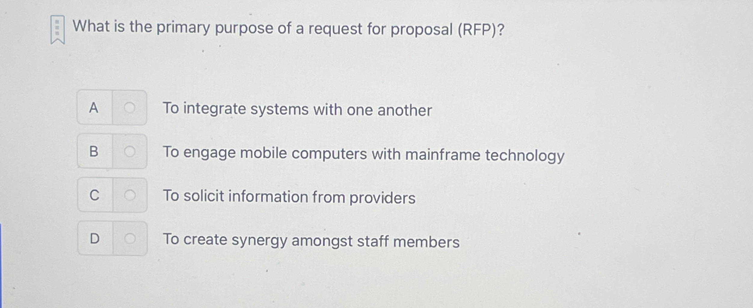 Solved What is the primary purpose of a request for proposal | Chegg.com