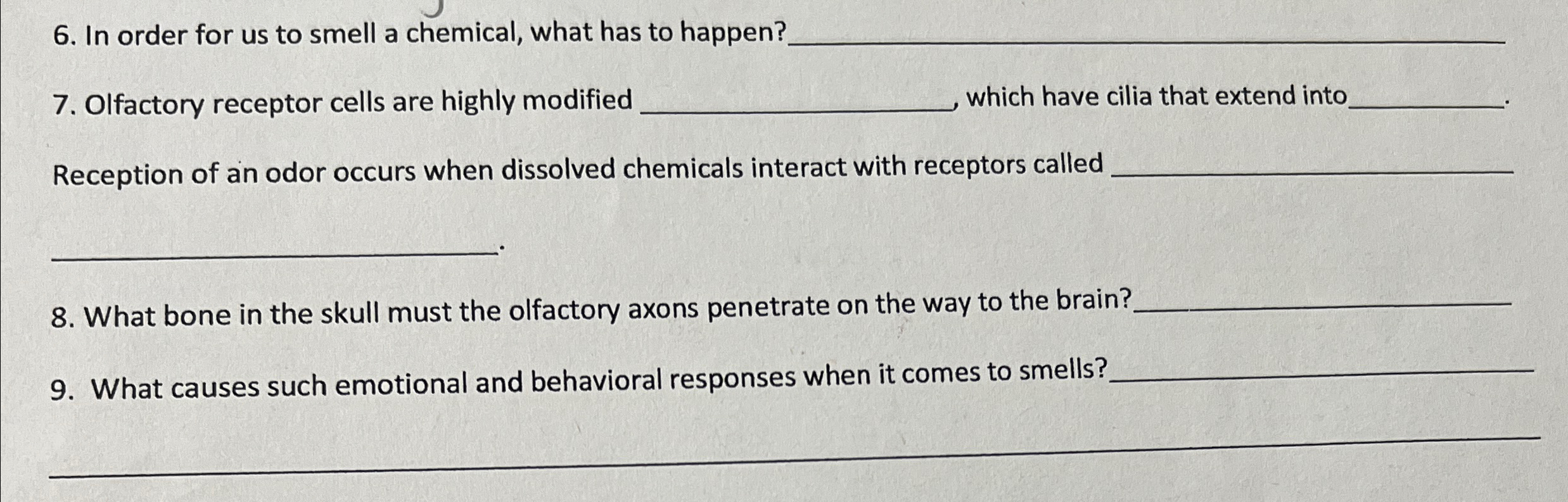 Solved In order for us to smell a chemical, what has to | Chegg.com