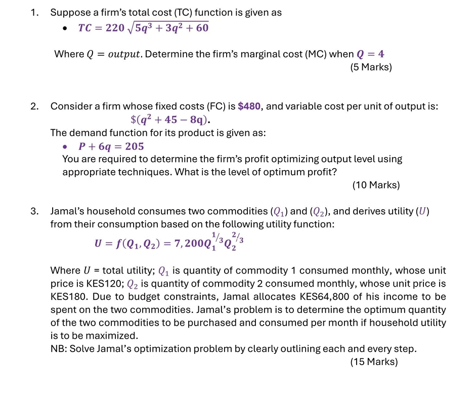 Solved Suppose a firm's total cost (TC) ﻿function is given | Chegg.com