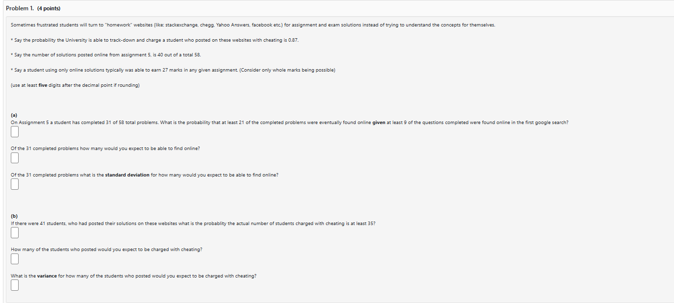 Solved Problem 1. (4 ﻿points)* ﻿Say the probability the | Chegg.com