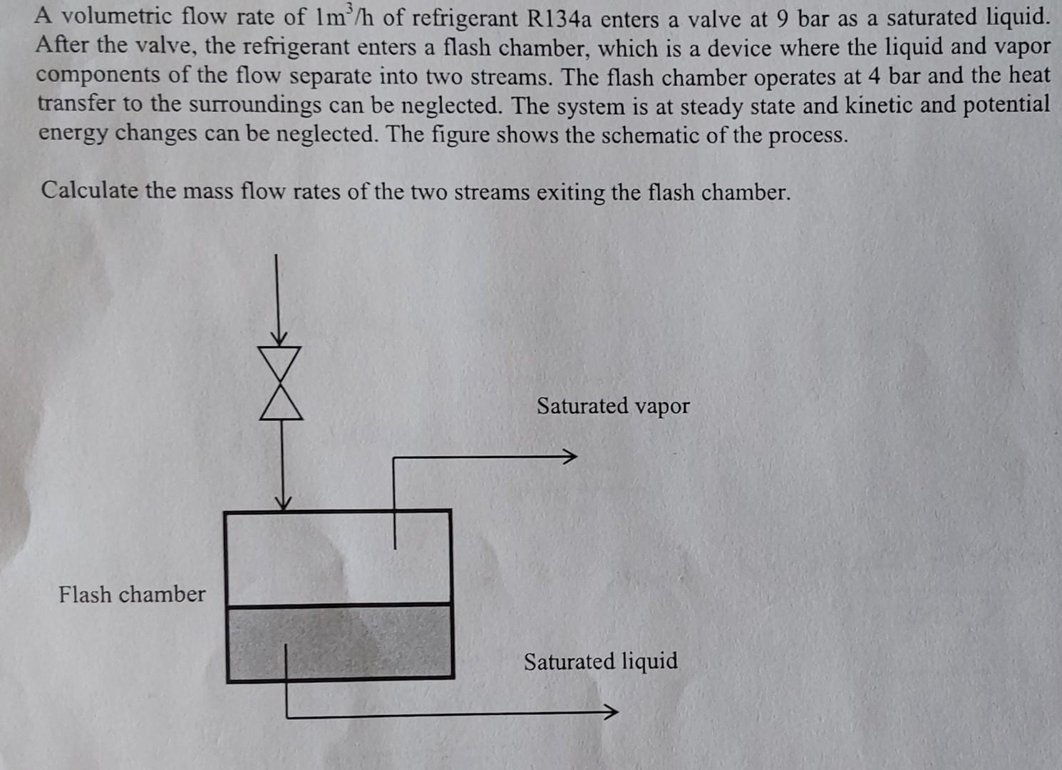 Solved A volumetric flow rate of 1 m3/h of refrigerant R134 | Chegg.com