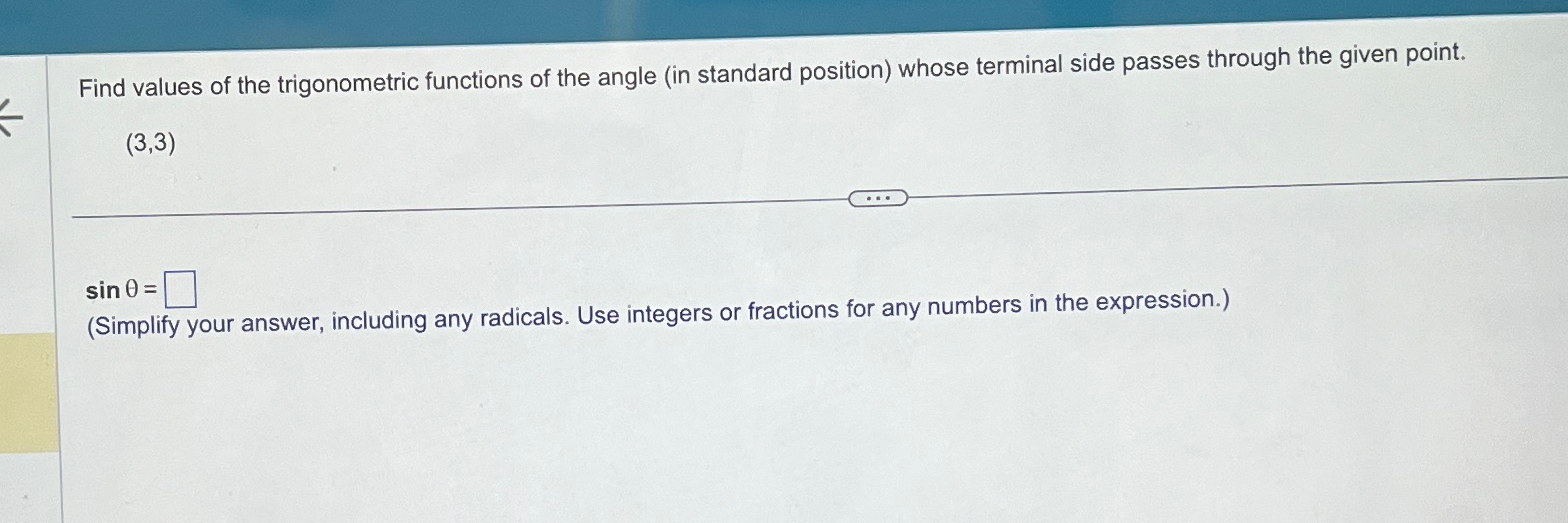 Solved Find values of the trigonometric functions of the | Chegg.com