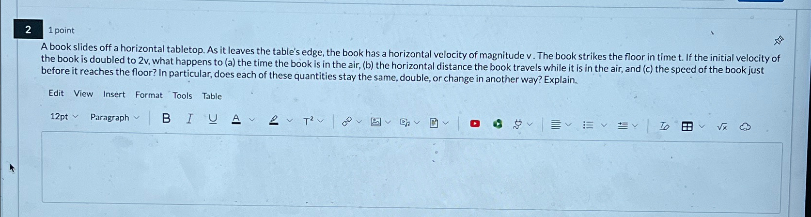 Solved 21 ﻿pointA book slides off a horizontal tabletop. As | Chegg.com