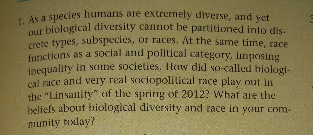 1. As a species humans are extremely diverse, and yet | Chegg.com