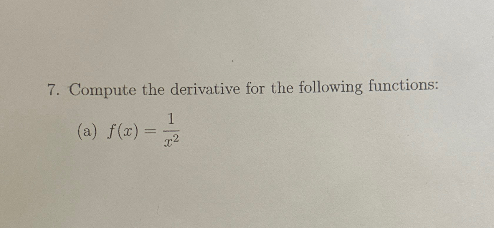 Solved Compute the derivative for the following | Chegg.com