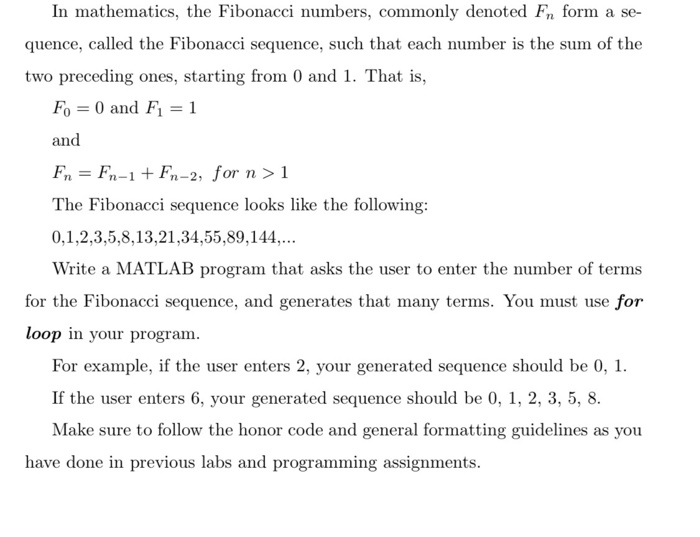 Solved In mathematics, the Fibonacci numbers, commonly | Chegg.com
