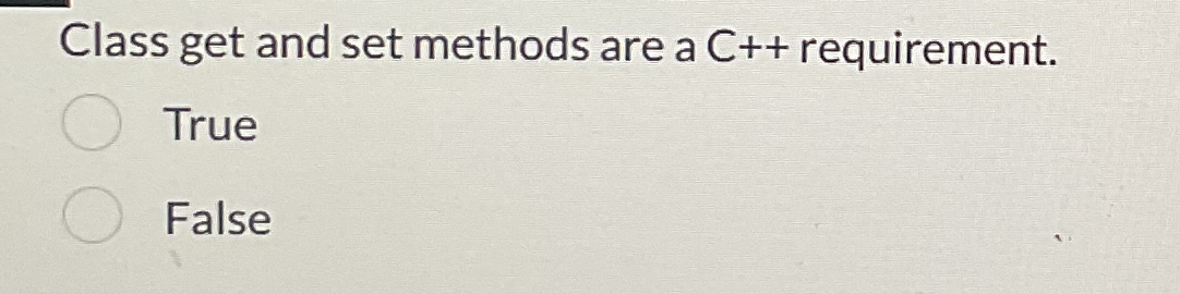 Solved Class get and set methods are a C++ | Chegg.com