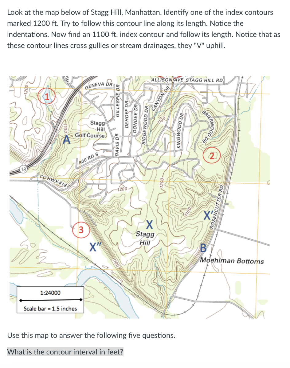 Solved Look at the map below of Stagg Hill, Manhattan. | Chegg.com