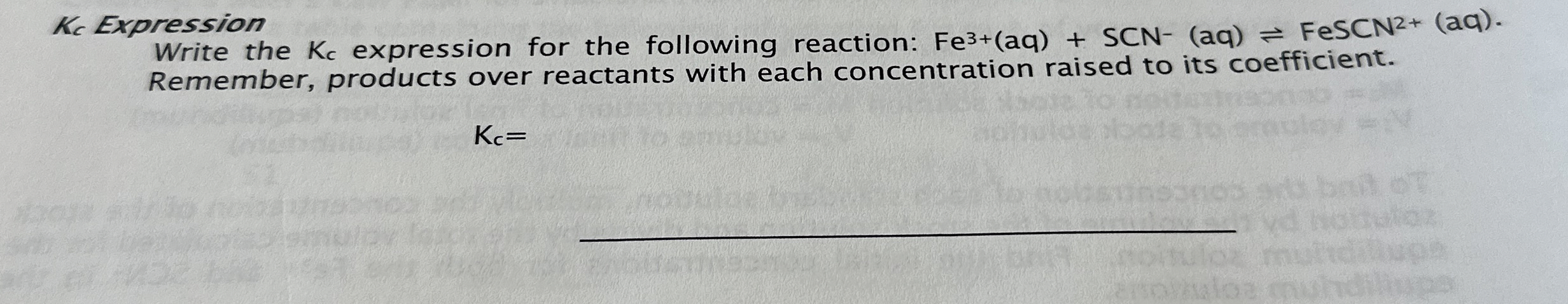 Solved Kc ﻿ExpressionWrite the Kc ﻿expression for the | Chegg.com