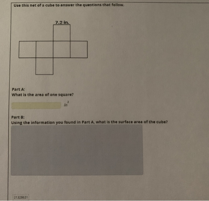 Solved Use this net of a cube to answer the questions that | Chegg.com