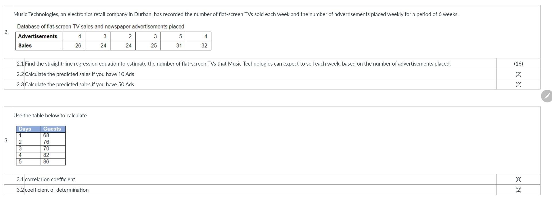 Solved 2.1 Find the straight-line regression equation to | Chegg.com