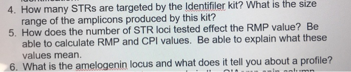 Solved 4. How many STRs are targeted by the Identifiler kit? | Chegg.com