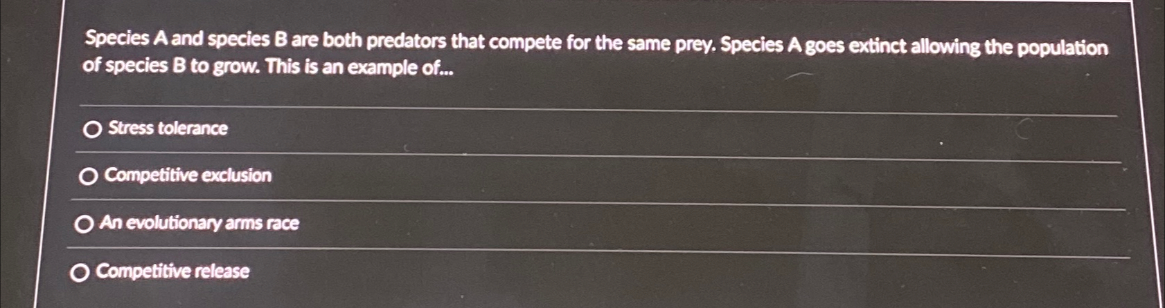 Species A and species B ﻿are both predators that | Chegg.com