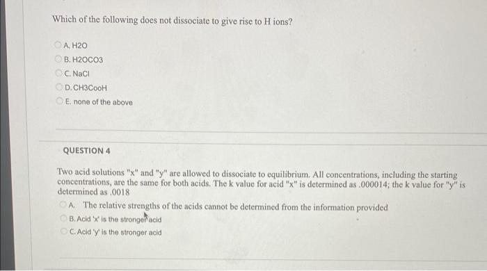 Solved Which of the following does not dissociate to give | Chegg.com
