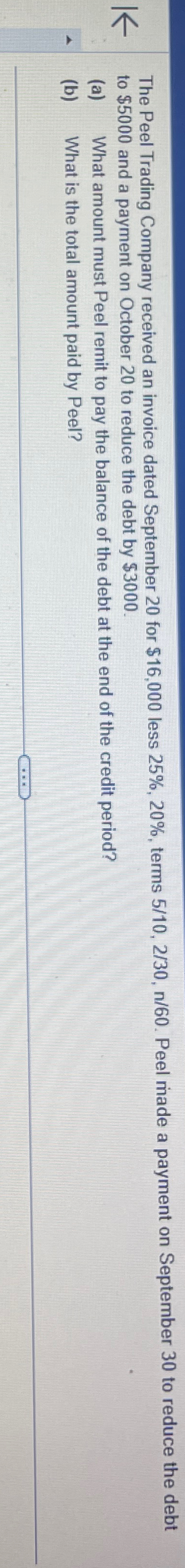 Solved The Peel Trading Company received an invoice dated | Chegg.com