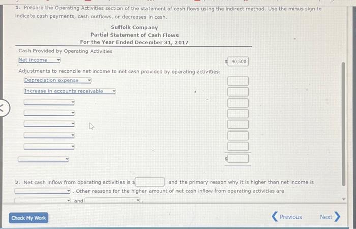 Solved Operating Activities Section-Indirect Method The | Chegg.com