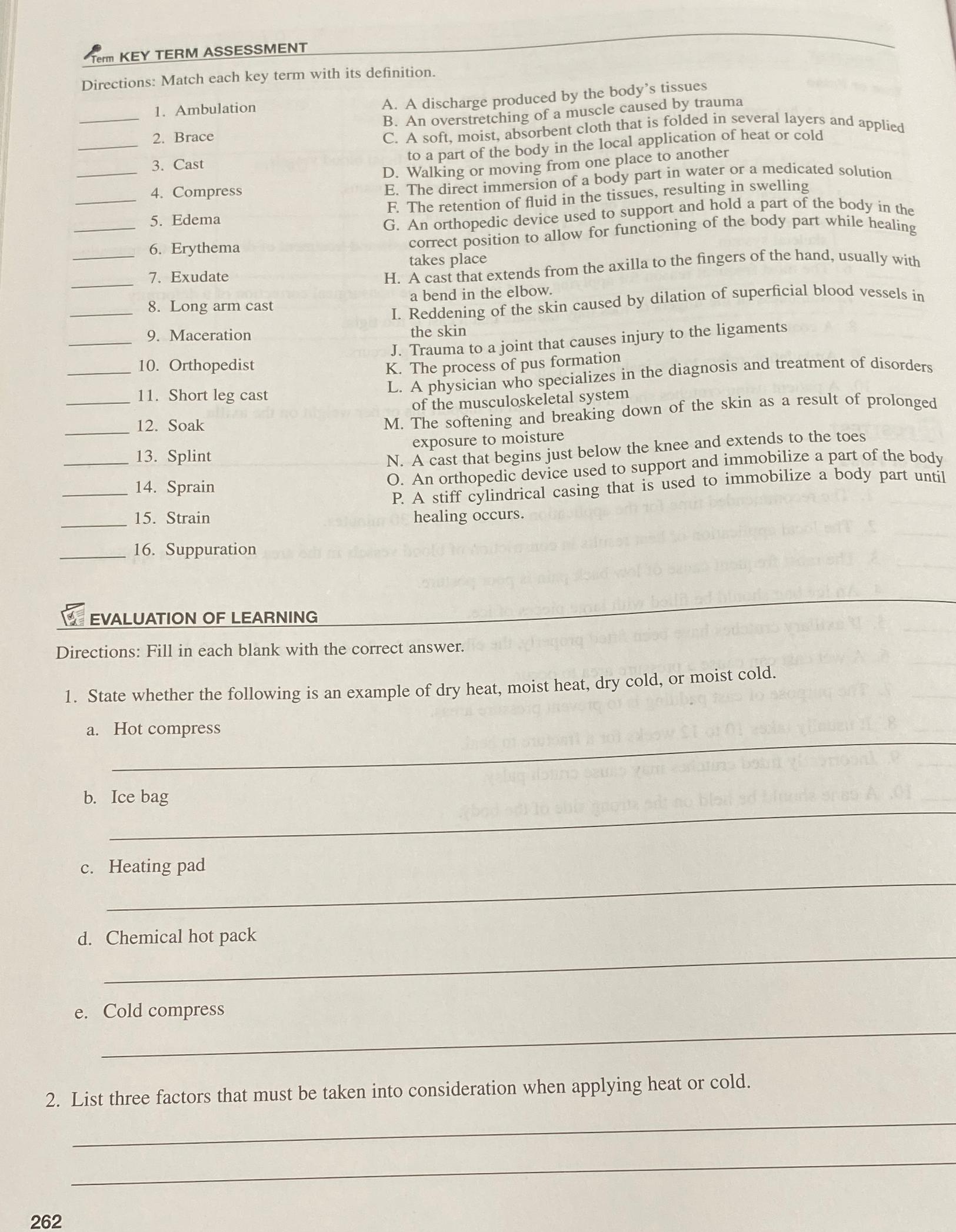 Solved Term KEY TERM ASSESSMENTDirections: Match each key | Chegg.com